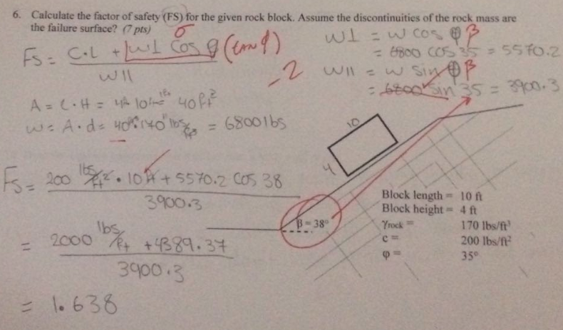 Solved 6. Calculate the factor of safety (FS) for the given | Chegg.com