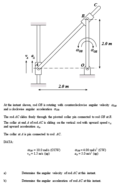 Solved At The Instant Shown Rod Ob Is Rotating With