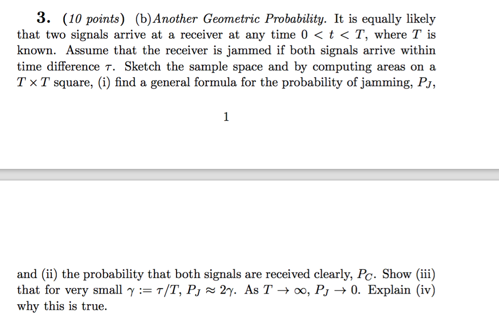 Solved Another Geometric Probability. It is equally likely | Chegg.com