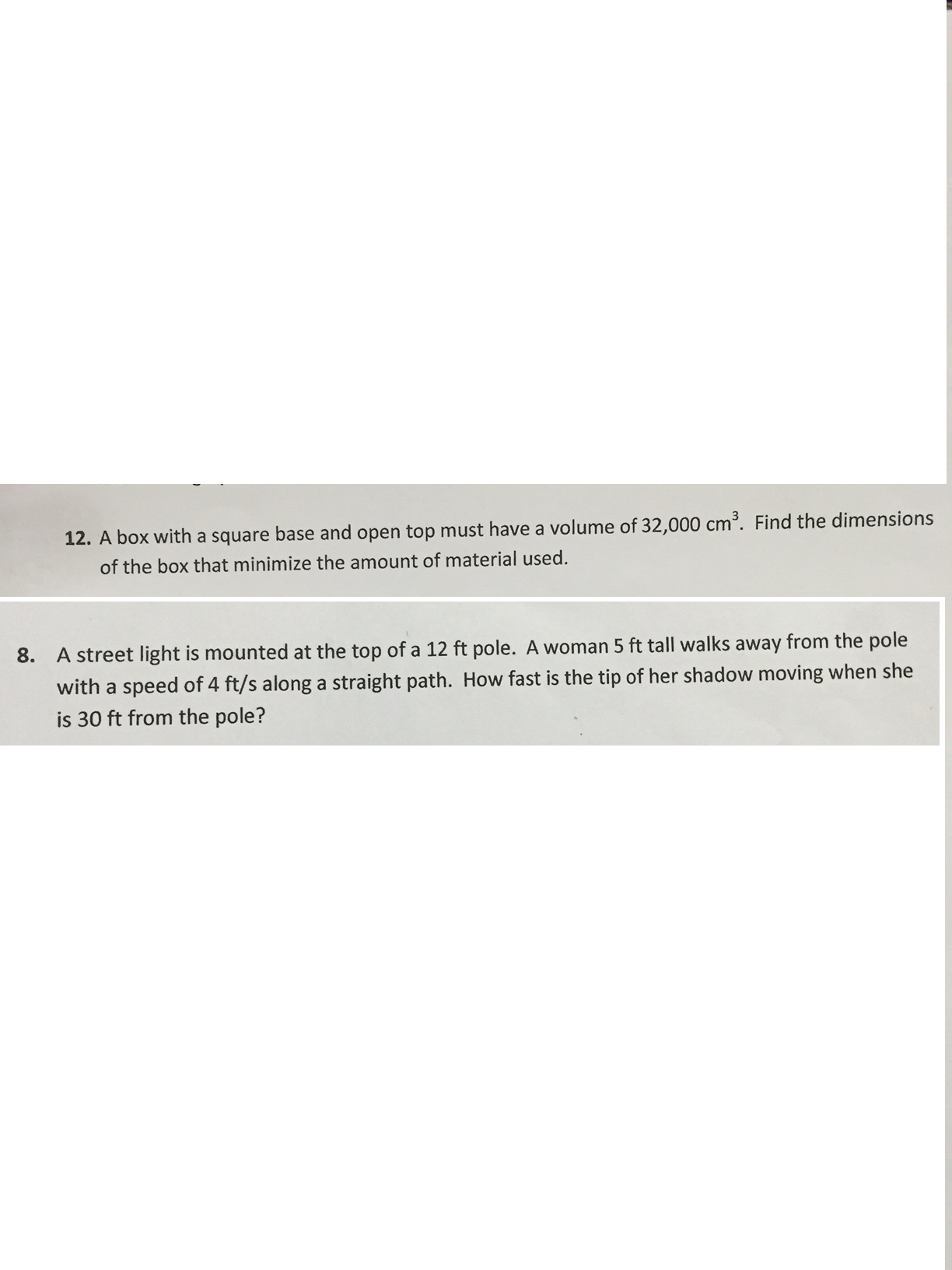Solved A box with a square base and open top must have a | Chegg.com