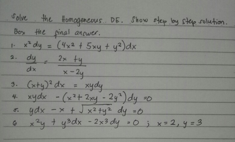 Solved Solve the Homogeneous Differential Equation/s. Show | Chegg.com