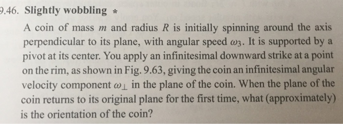 9.46. Slightly wobbling A coin of mass m and radius | Chegg.com