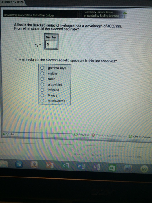 Solved A line in the Brackett series of hydrogen has a | Chegg.com