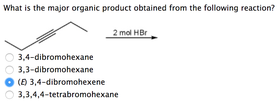 Solved What is the major organic product obtained from the | Chegg.com