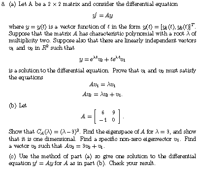 Solved Let A be a 2 times 2 matrix and consider the | Chegg.com