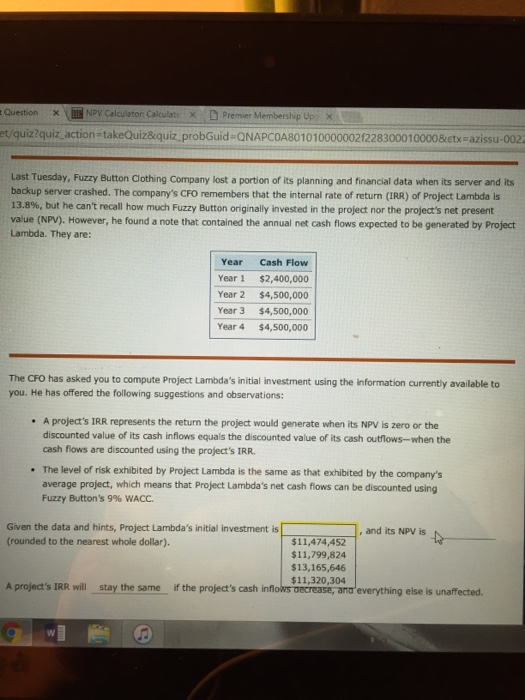 Solved Last Tuesday, Fuzzy Button Clothing Company lost a | Chegg.com