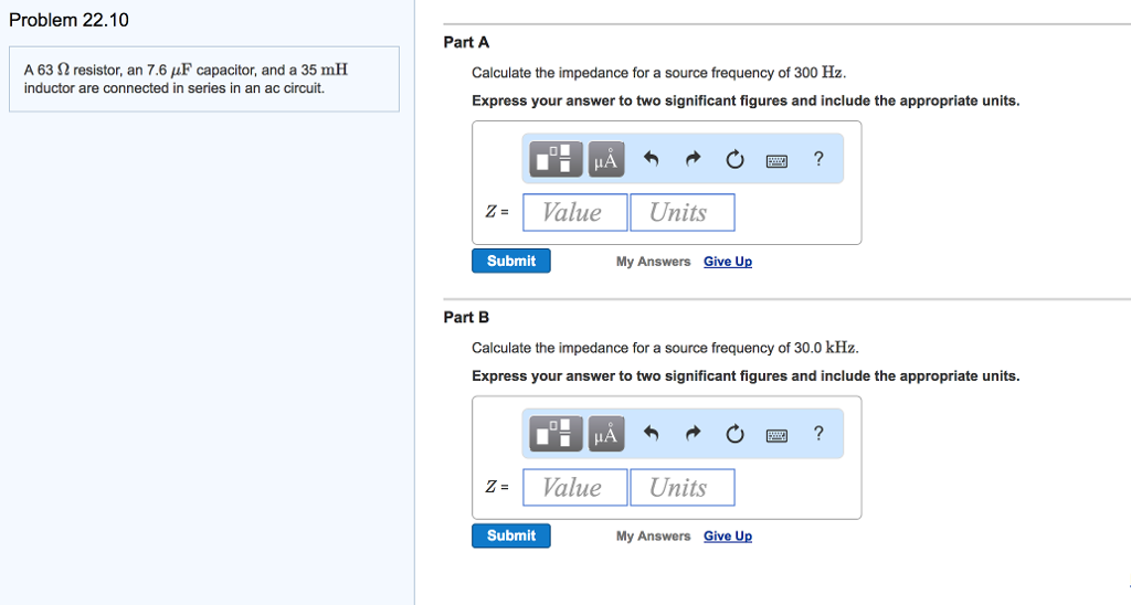 Solved A 63 ohm resistor, an 7.6 mu F capacitor, and a 35 mH | Chegg.com