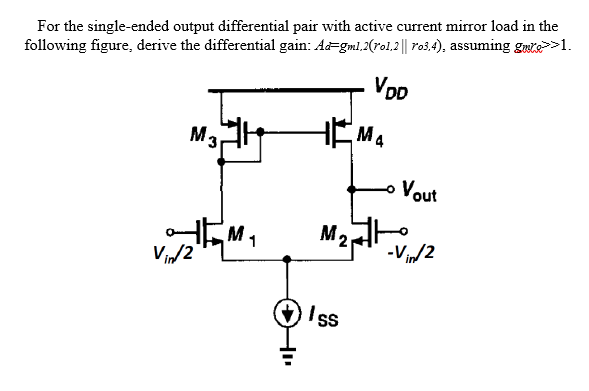 Solved For the single-ended output differential pair with | Chegg.com