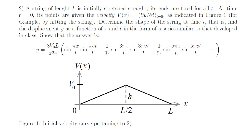 Solved A string of lenght L is initially stretched straight; | Chegg.com