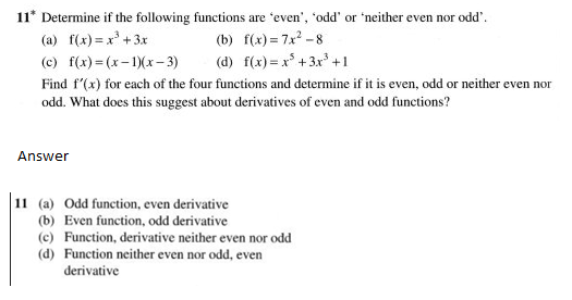 Solved Determine if the following functions are 'even', | Chegg.com