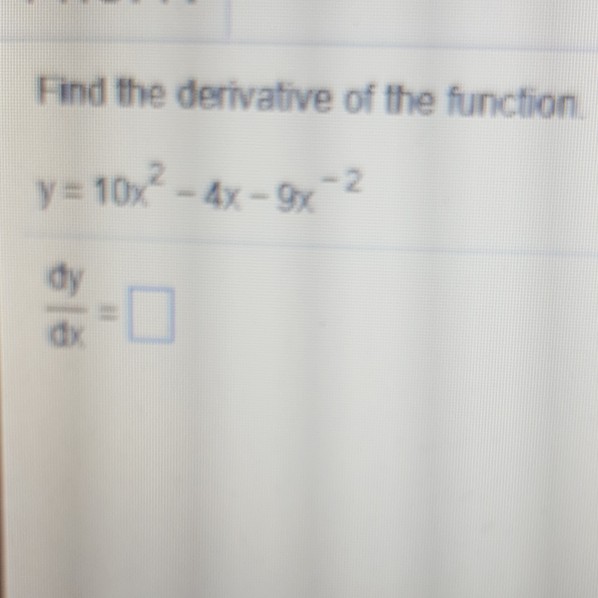 Solved Find the derivative of the function dy | Chegg.com
