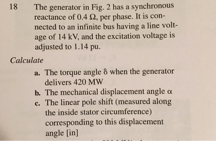 Solved The generator in Fig. 2 has a synchronous reactance | Chegg.com