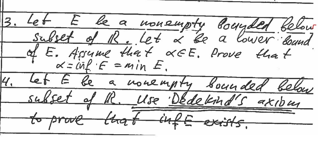 Solved Let E be a nonempty bounded below Subset of R. let | Chegg.com