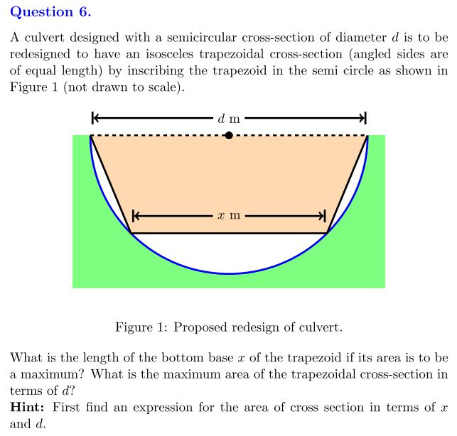 Solved Question 6. A culvert designed with a semicircular | Chegg.com