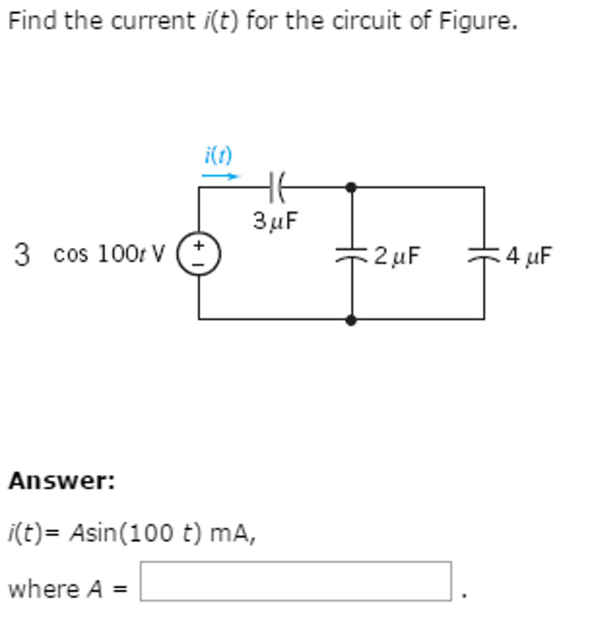 Solved Find the current i(t) for the circuit of Figure. i(t) | Chegg.com