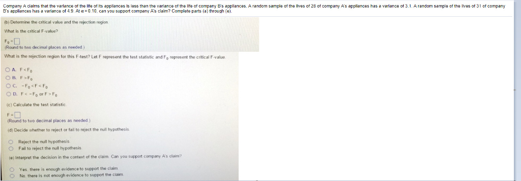 Solved Company A dalms that the variance of the life of its | Chegg.com