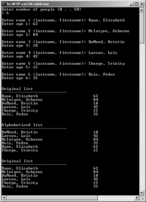 Write a program that stores lists of names (the last | Chegg.com