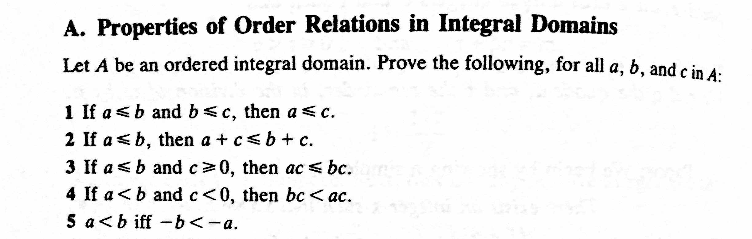 Solved Let A be an ordered integral domain. Prove the | Chegg.com