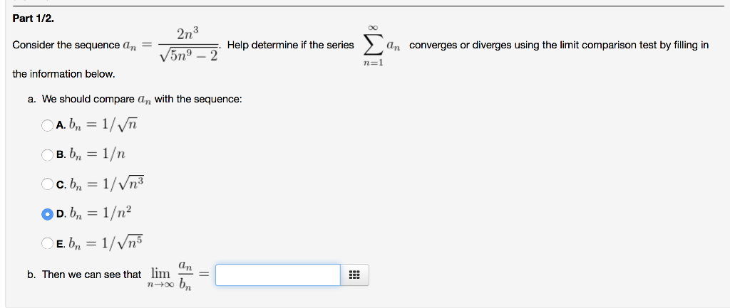 Solved Part 1/2. m9n4 3. Σ Consider the sequence an Help | Chegg.com