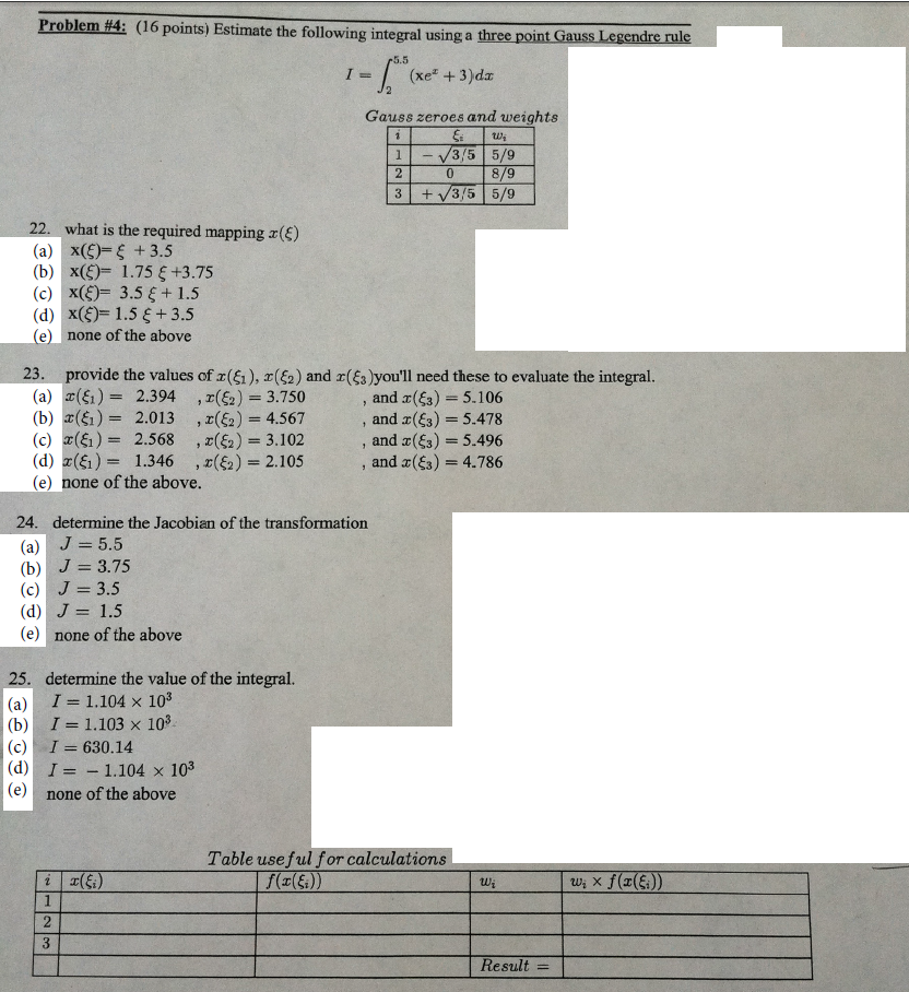 Solved Estimate the following integral using a three point | Chegg.com