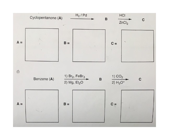 Solved Ho Pd cyclopentanone (A) 1) Br2, FeBr3 Benzene (A) 2) | Chegg.com