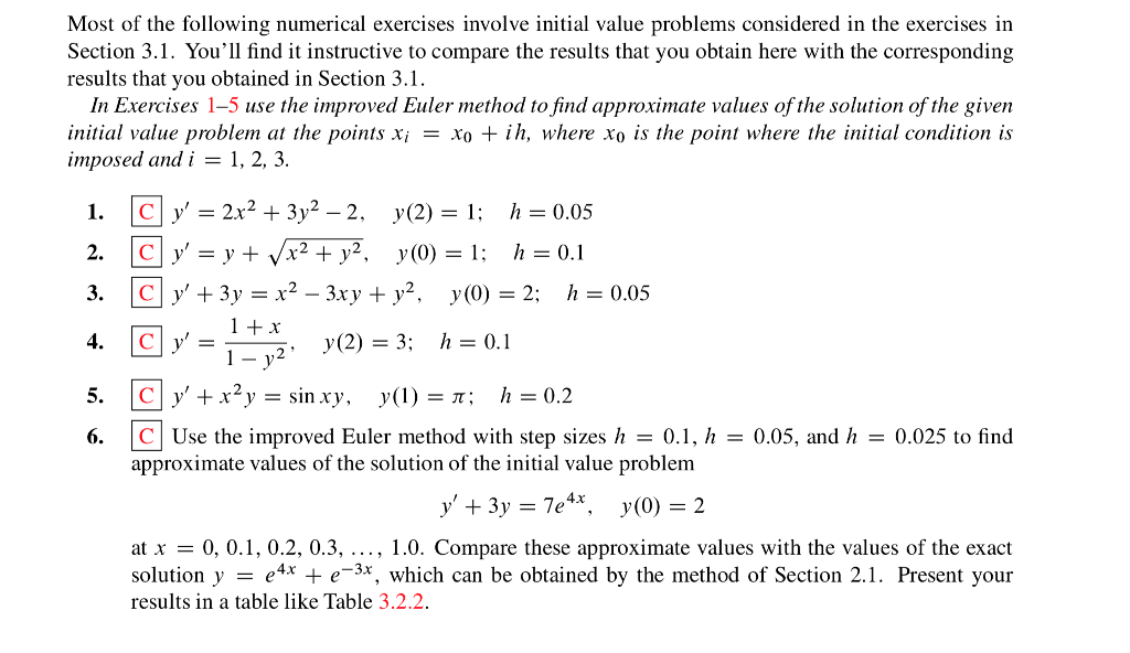 Solved Most of the following numerical exercises involve | Chegg.com