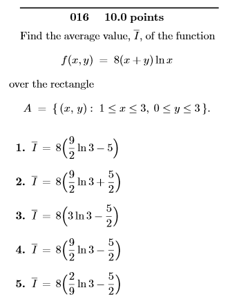Find the average value, , of the function f(x,y) = | Chegg.com