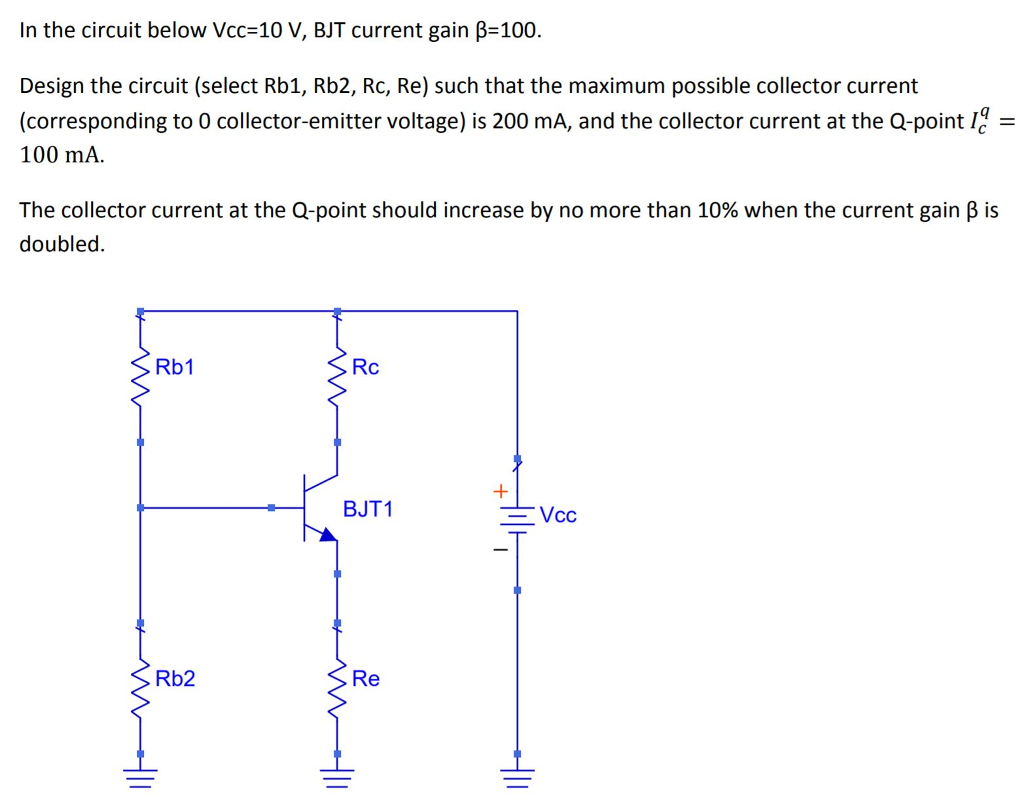 Solved In the circuit below Vcc=10 V, BIT current gain | Chegg.com