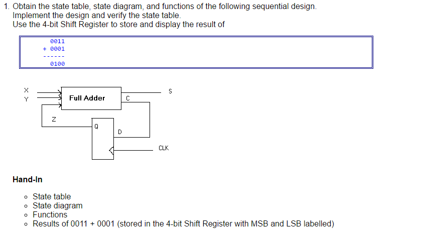 Solved 1. Obtain the state table, state diagram, and | Chegg.com