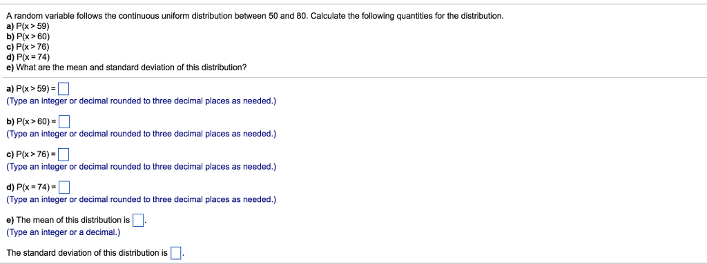 Solved A random variable follows the continuous uniform | Chegg.com