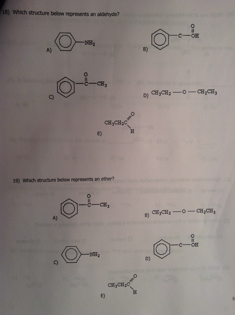 Solved Which structure below represents an aldehyde? Which | Chegg.com