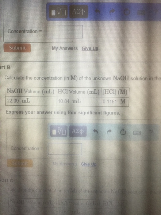 Solved Calculate the concentration (in M) of the unknown | Chegg.com