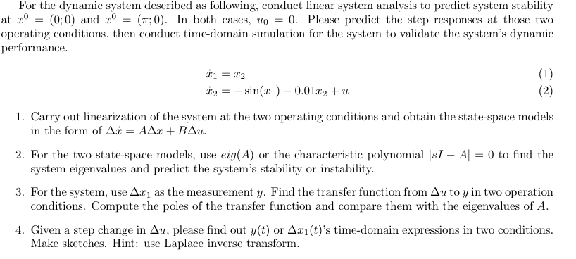 Solved For the dynamic system described as following, | Chegg.com