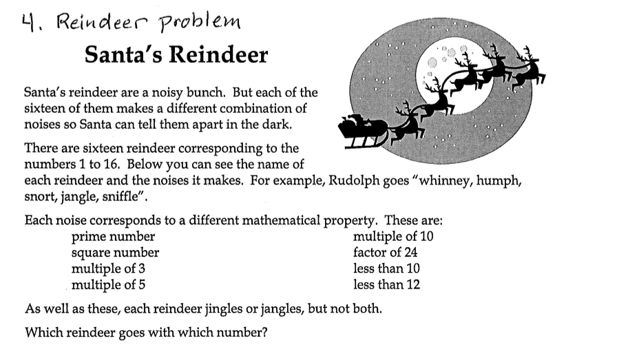 Solved I. Reindeer Problem Santa's Reindeer Santa's reindeer | Chegg.com