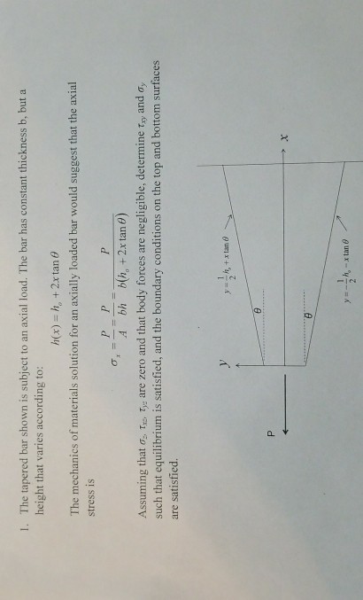 Solved The tapered bar shown is subject to an axial load. | Chegg.com