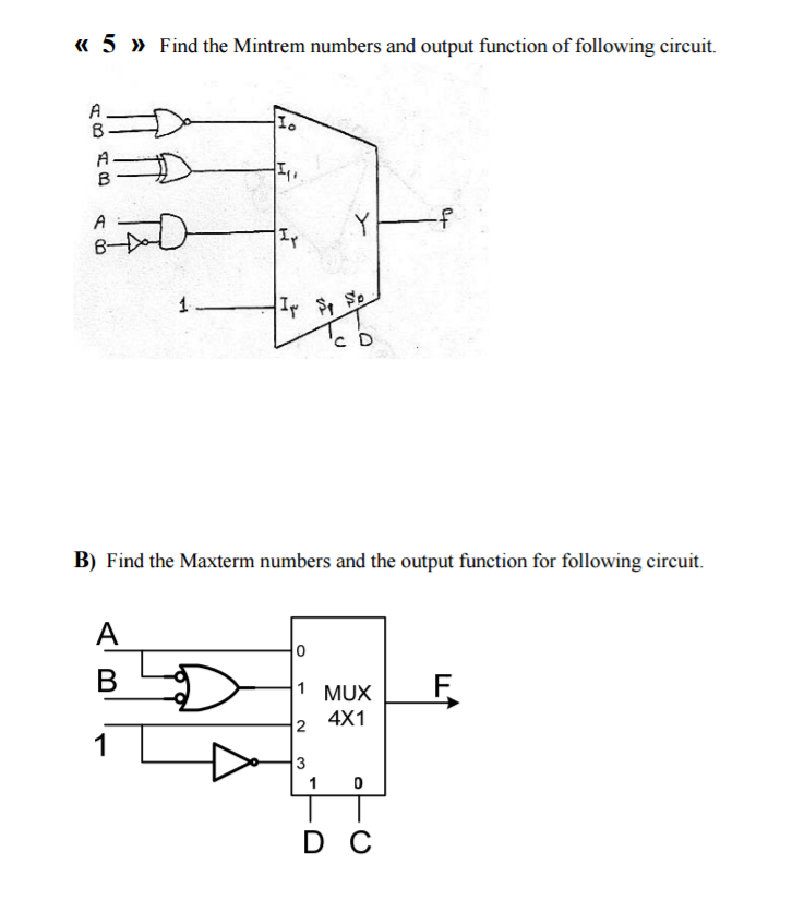Solved Find the Minterm numbers and output function of the | Chegg.com