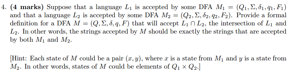 Solved Suppose that a language L_1 is accepted by some DFA | Chegg.com