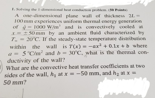 Solved 1. Solving the 1-dimensional heat conduction problem. | Chegg.com
