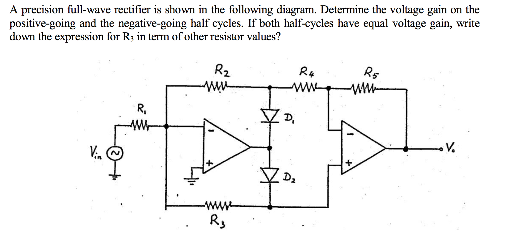 Solved A precision full-wave rectifier is shown in the | Chegg.com