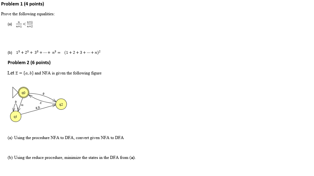 Solved Prove the following equalities: n/n + 1