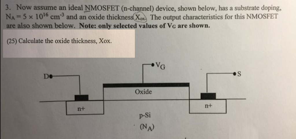 Solved 3. Now assume an ideal NMOSFET (n-channel) device, | Chegg.com