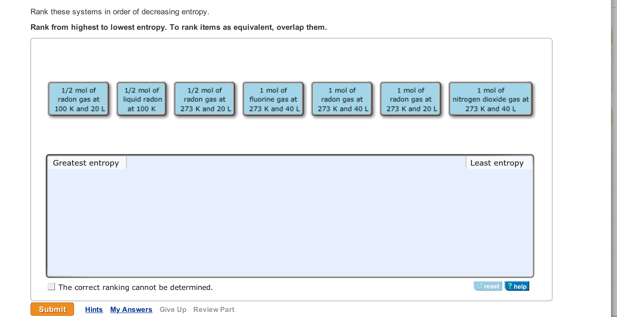 Solved Rank these systems n order of decreasing entropy. | Chegg.com