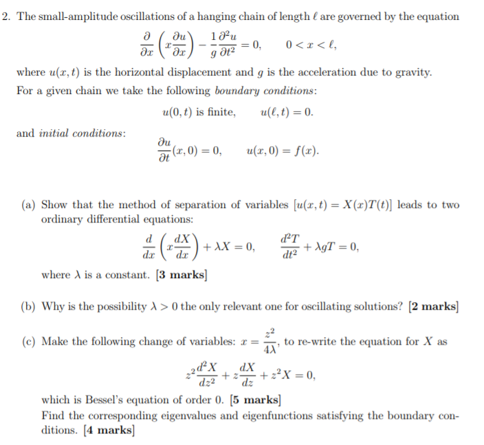 2. The small-amplitude oscillations of a hanging | Chegg.com