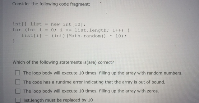 Solved Consider the following code fragment: int iSt - new | Chegg.com