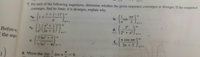 Solved 7. For each of the following sequences, determine | Chegg.com