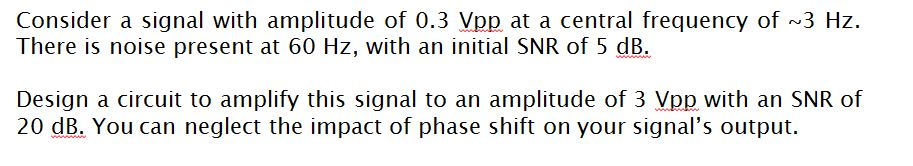 Consider a signal with amplitude of 0.3 Vpp at a | Chegg.com