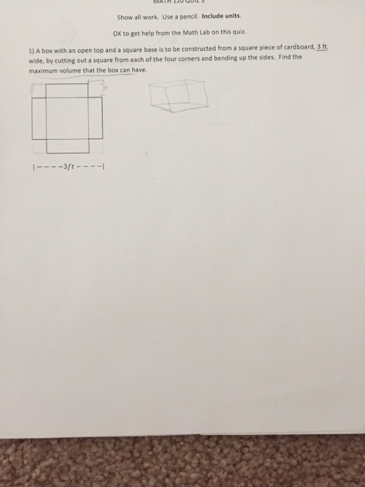 Solved A box with an open top and a square base is to be | Chegg.com