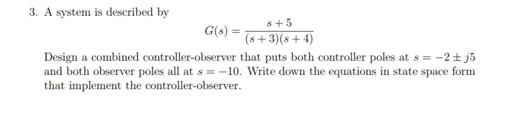 Solved Question on Linear system theory about controller | Chegg.com