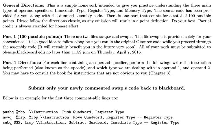 Solved .file "swap.c" .section .rodata .align 8 .LC0: | Chegg.com
