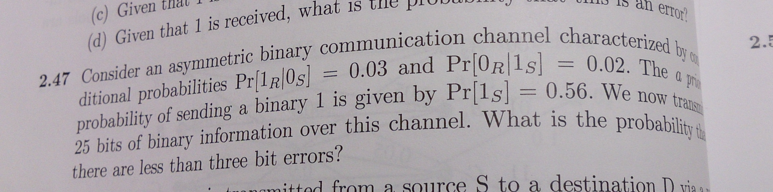 Consider an asymmetric binary communication channel | Chegg.com